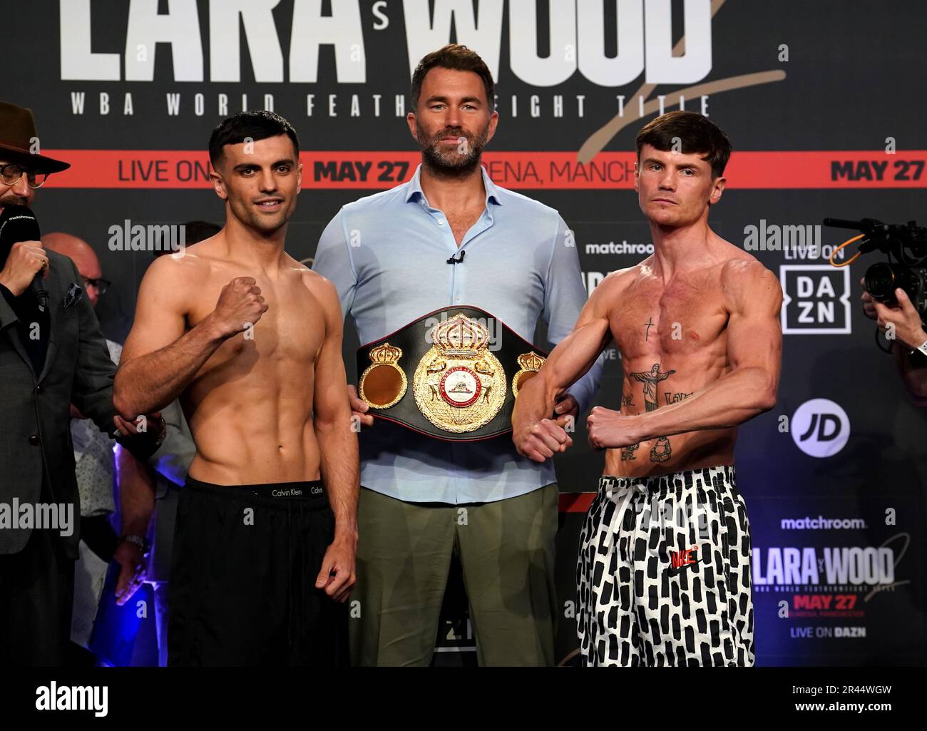 Jack Catterall (left) and Darragh Foley during a weigh-in at the ...