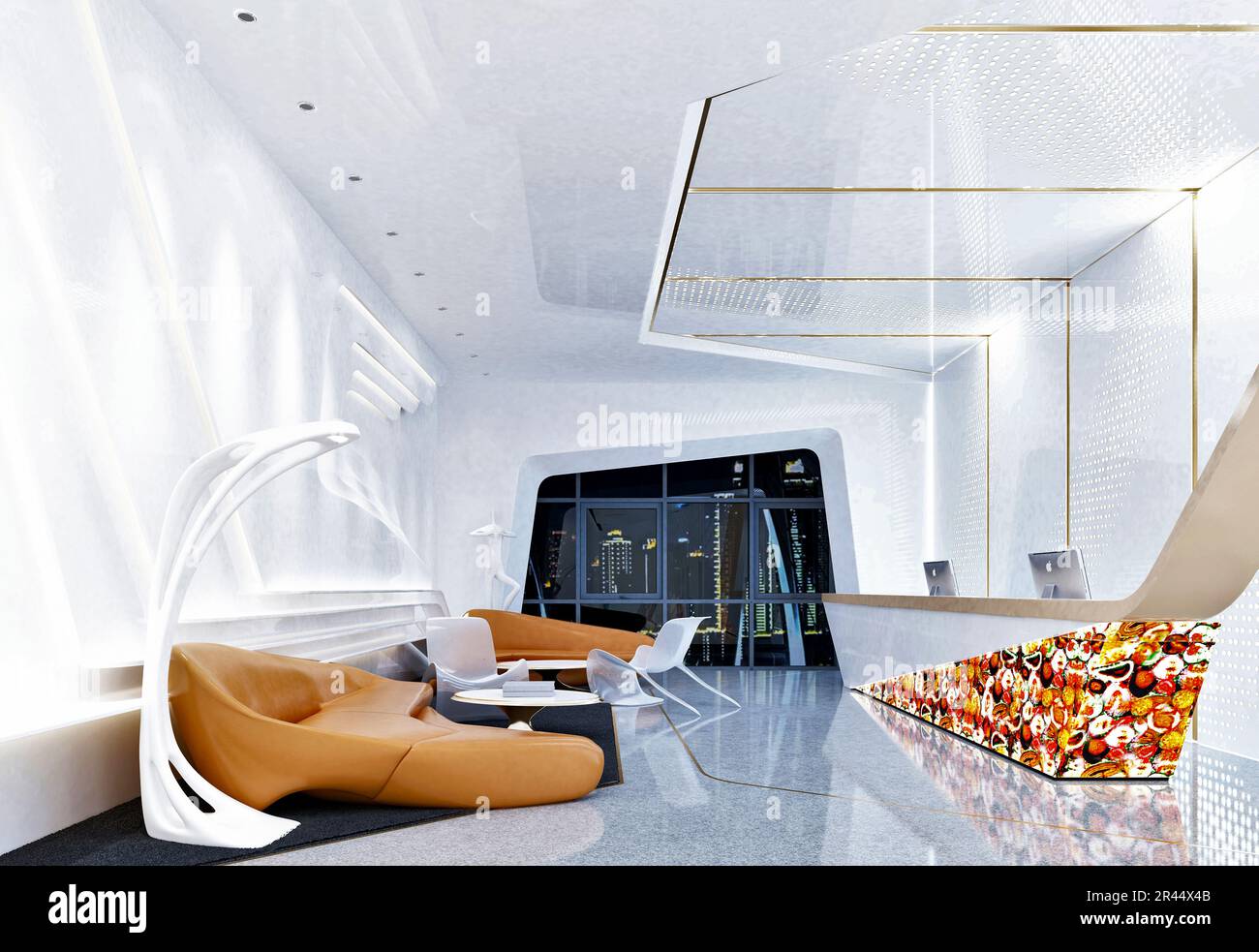 Luxury hotel reception, 3d render Stock Photo - Alamy