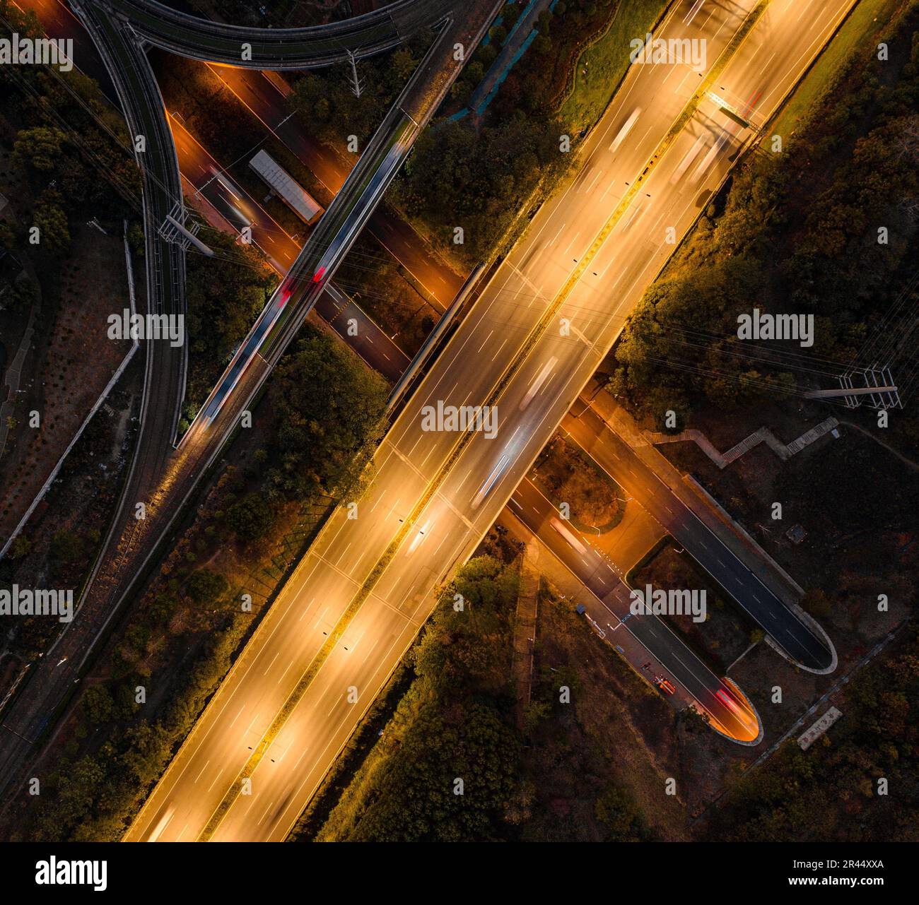 An aerial shot of an intersection between two highways Stock Photo - Alamy