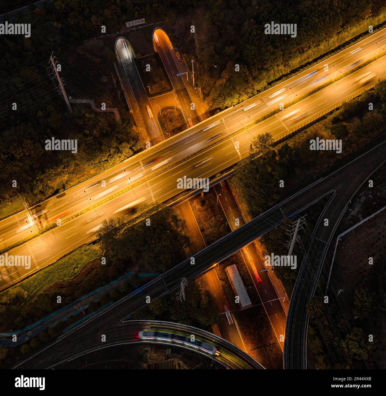 An aerial shot of an intersection between two highways Stock Photo - Alamy