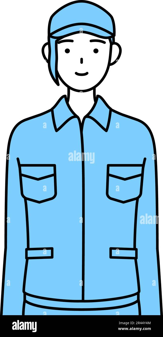 Woman in hat and work clothes with a smile facing forward, Vector ...