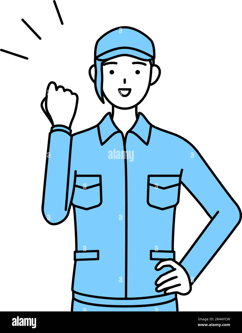 Woman in hat and work clothes posing with guts, Vector Illustration ...