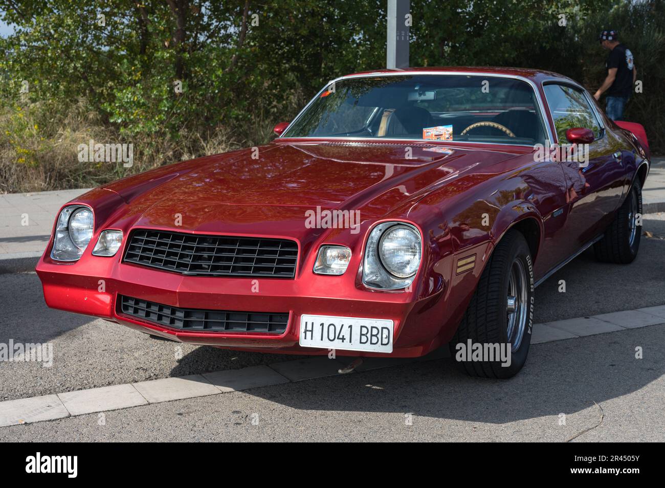 Front view of a classic second generation Cheverolet Camaro parked on ...