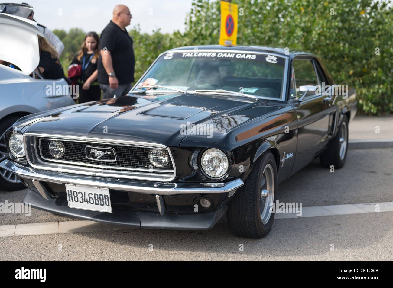 Front view of a classic American car, the first generation Ford Mustang ...