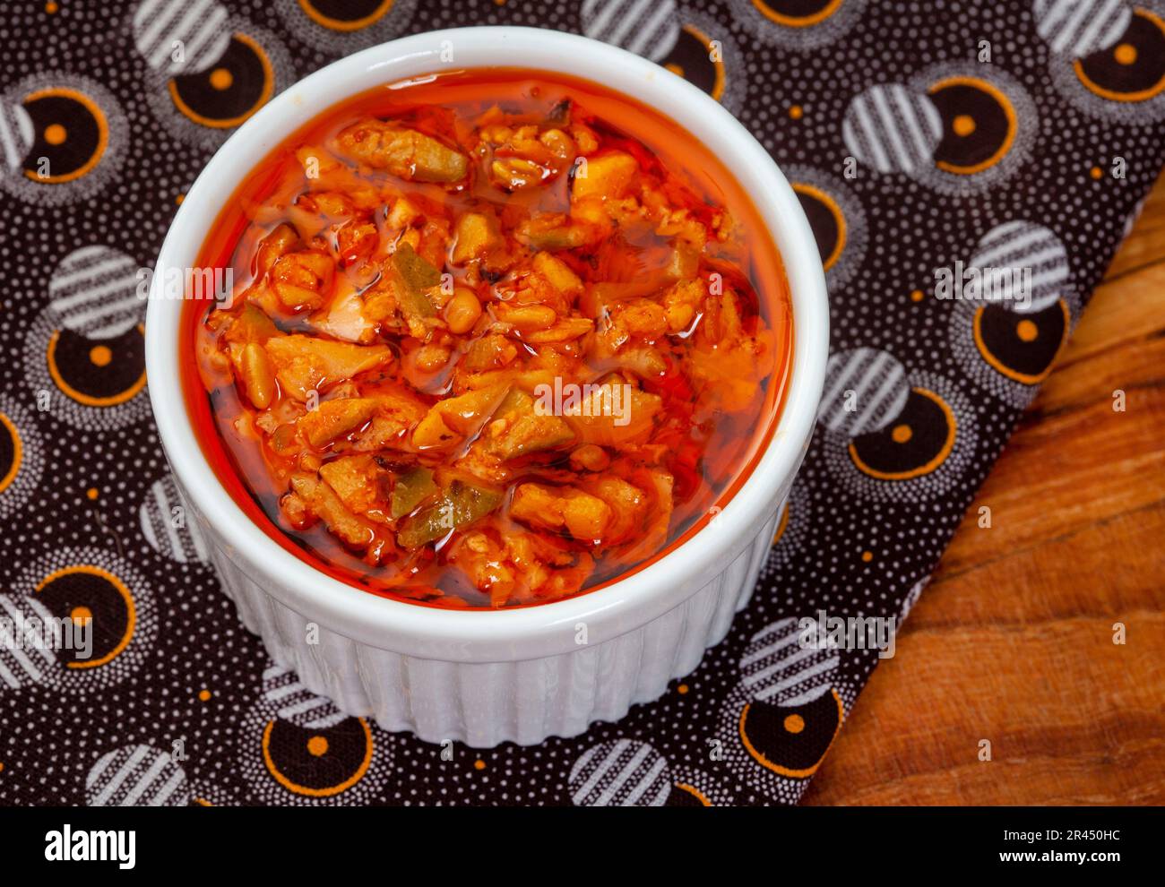 Traditional South African Mango Atchar Or Achar On African Printed