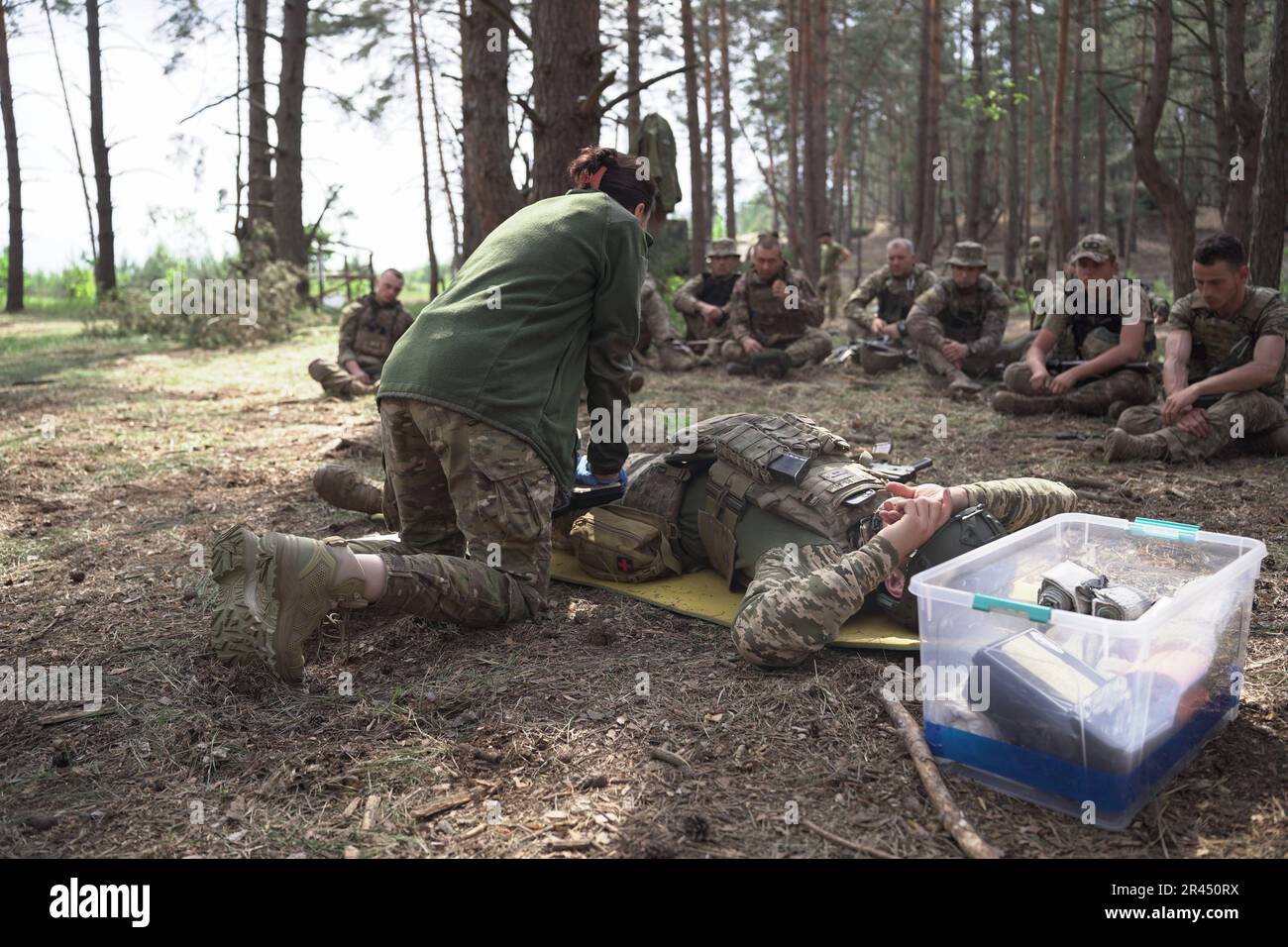 Kyiv Oblast, Ukraine. 25th May, 2023. A Prytula foundation trainer ...