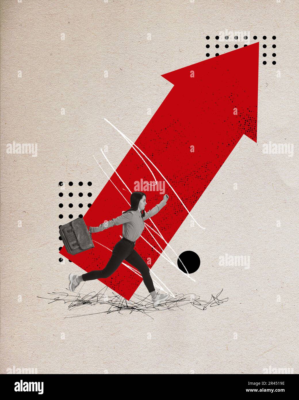 Office worker, woman in formal wear running and try to do everything on ...