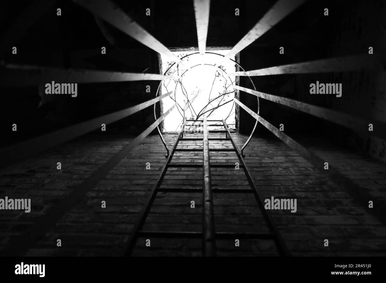 An escape ladder inside factory Stock Photo - Alamy