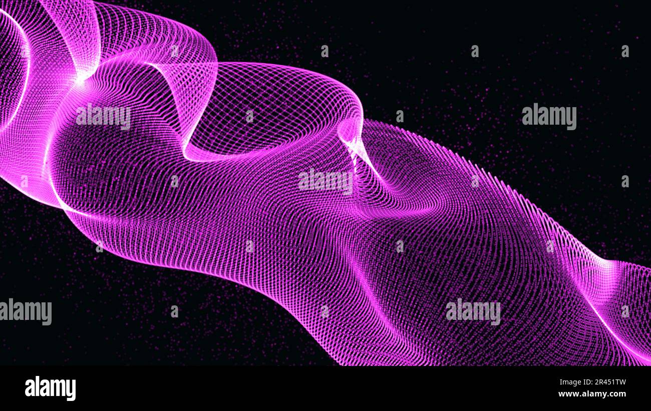 An abstract pink wave design, isolated on a black background Stock ...