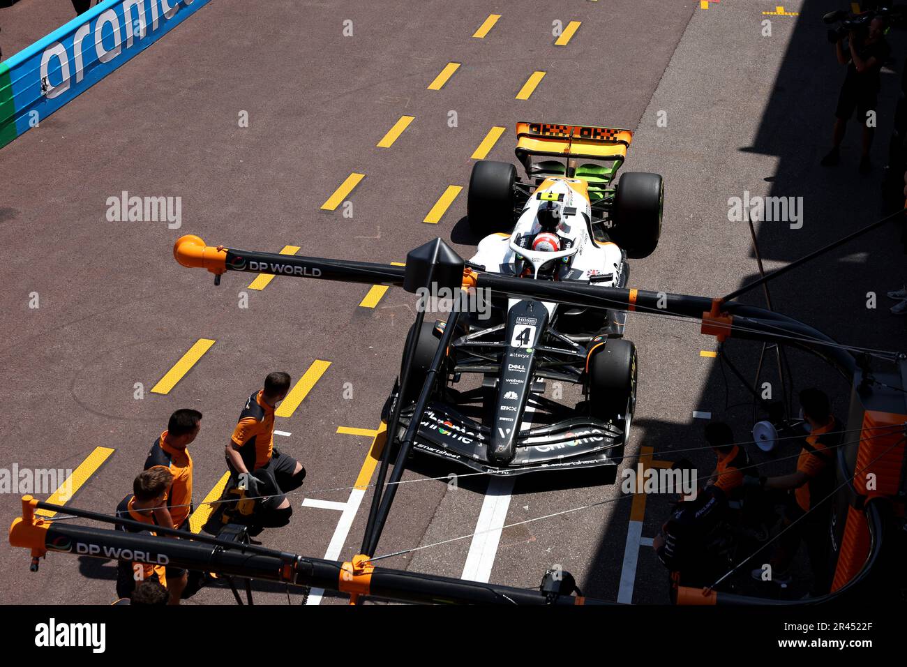 Monaco, Monte Carlo. 26th May, 2023. Lando Norris (GBR) McLaren MCL60 in the pits. 26.05.2023 ...