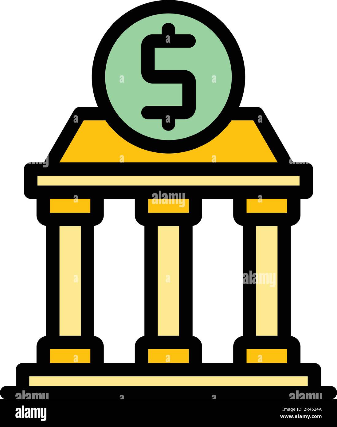 Dollar bank icon. Outline Dollar bank vector icon for web design ...