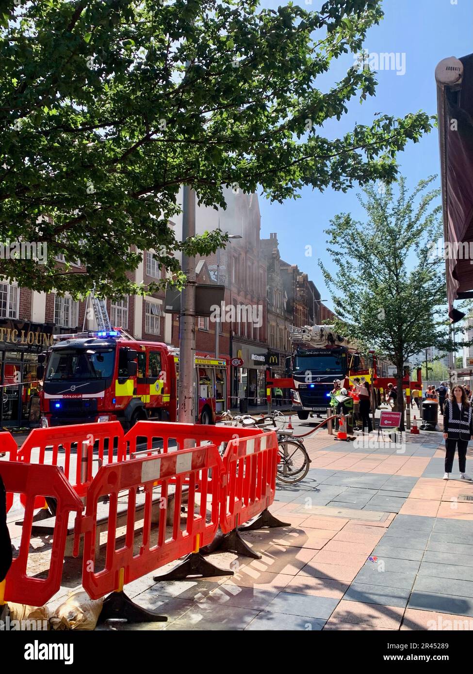 Non Exclusive: Emergency services close road as they attend a blaze on ...