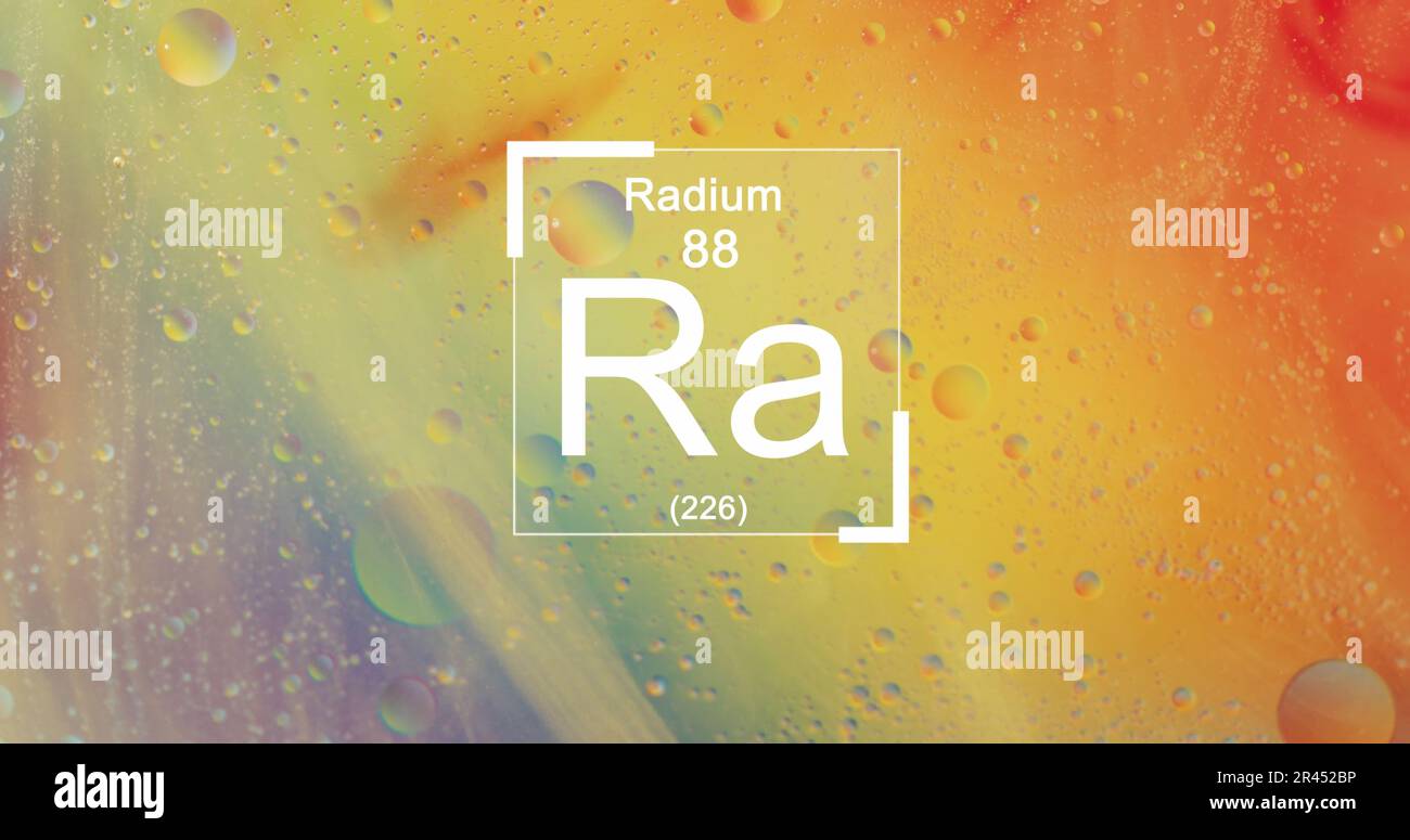Composition of radium symbol over drops on metallic background Stock ...