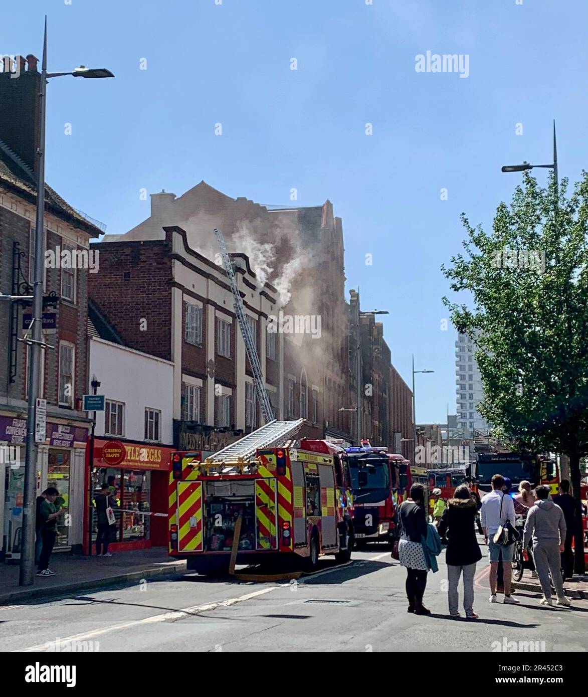 Non Exclusive: Emergency services close road as they attend a blaze on ...