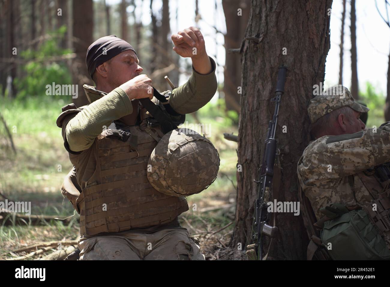 Kyiv Oblast, Ukraine. 25th May, 2023. A Ukrainian regular infantry ...