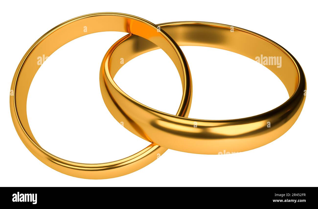 Illustration of two wedding gold rings isolated on white background ...