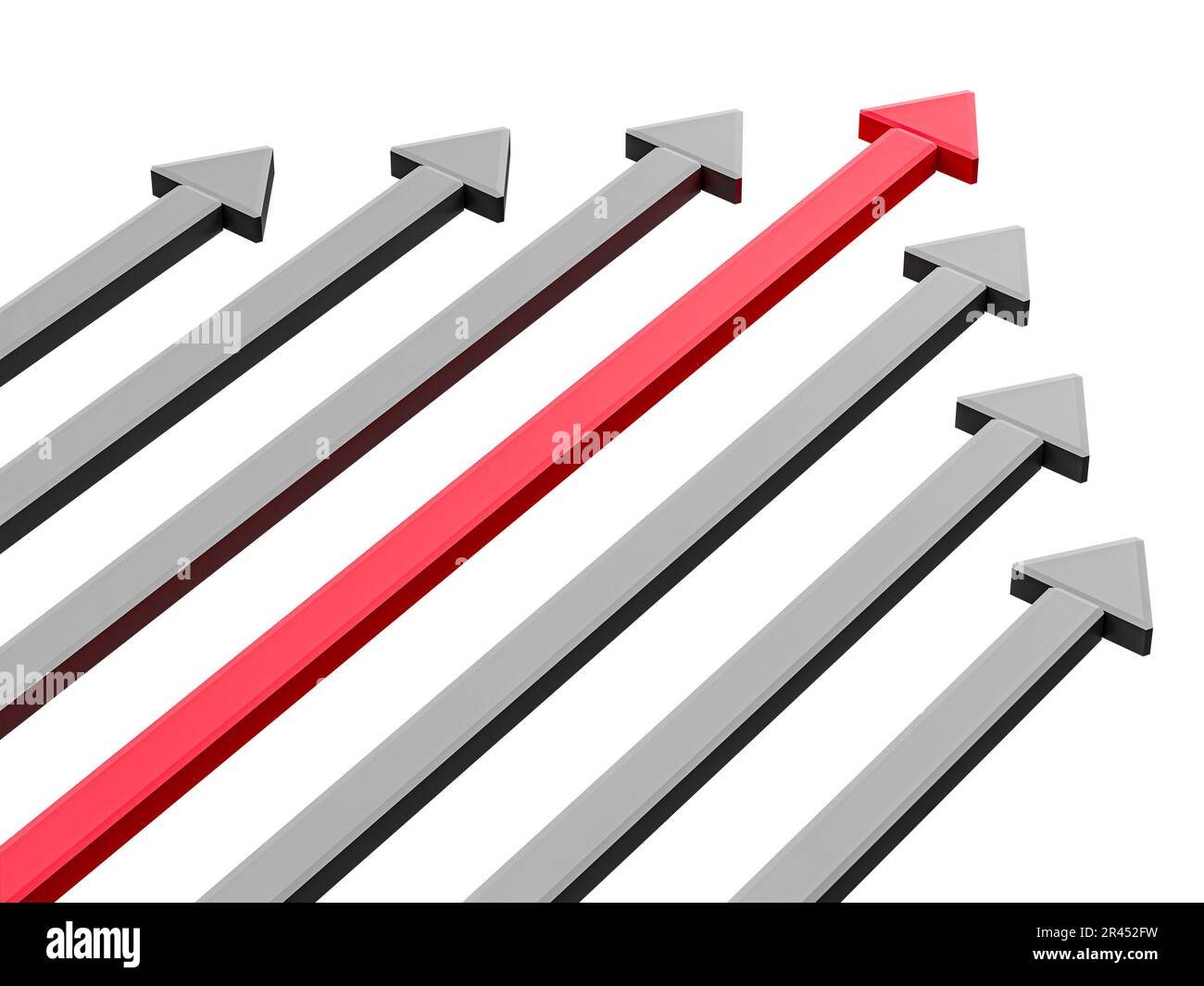 Leadership concept. One red leader arrow leading team forward. Isolated ...