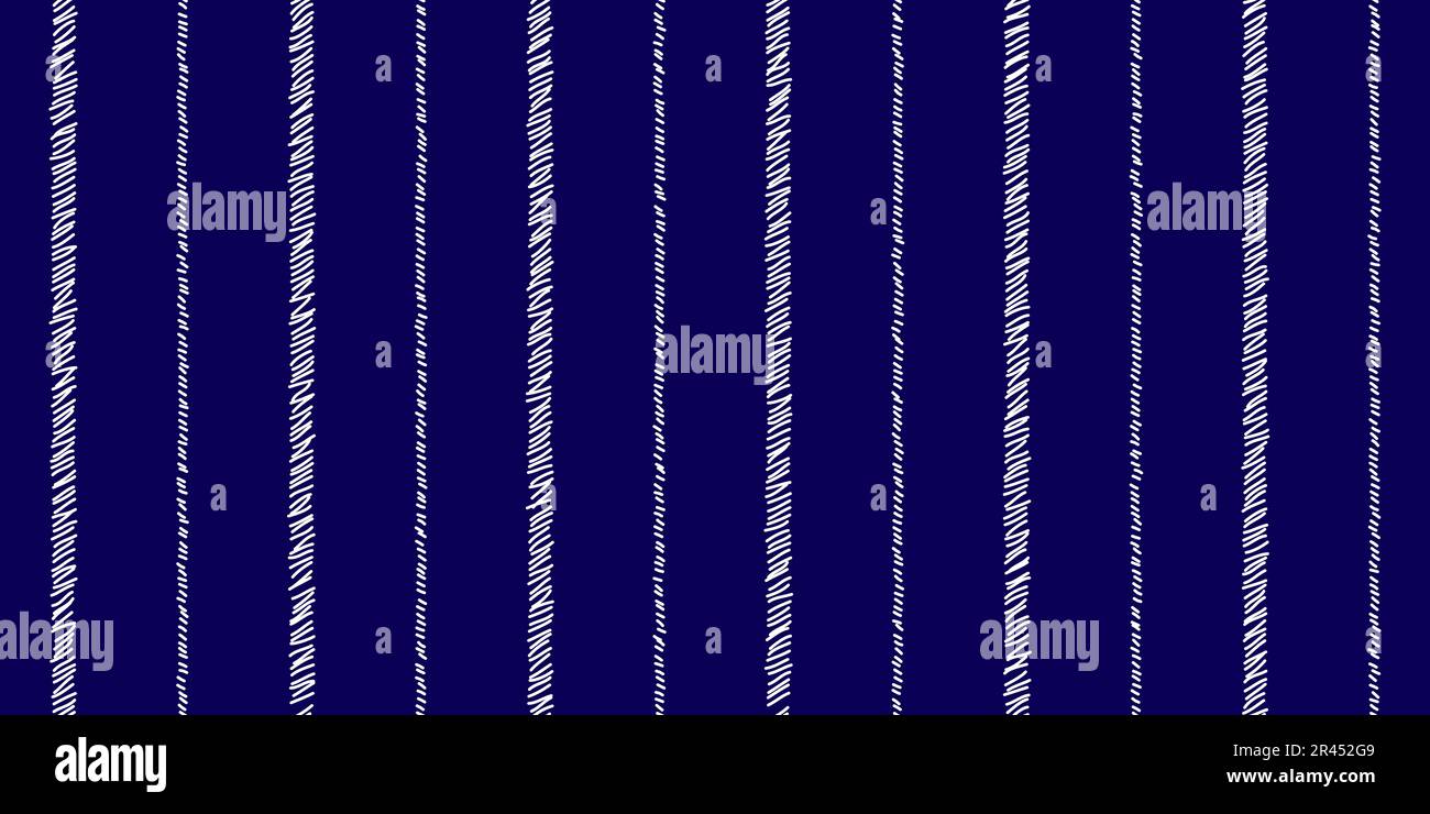 Pinstripe blue and white seamless pattern with sketchy narrow and wide ...