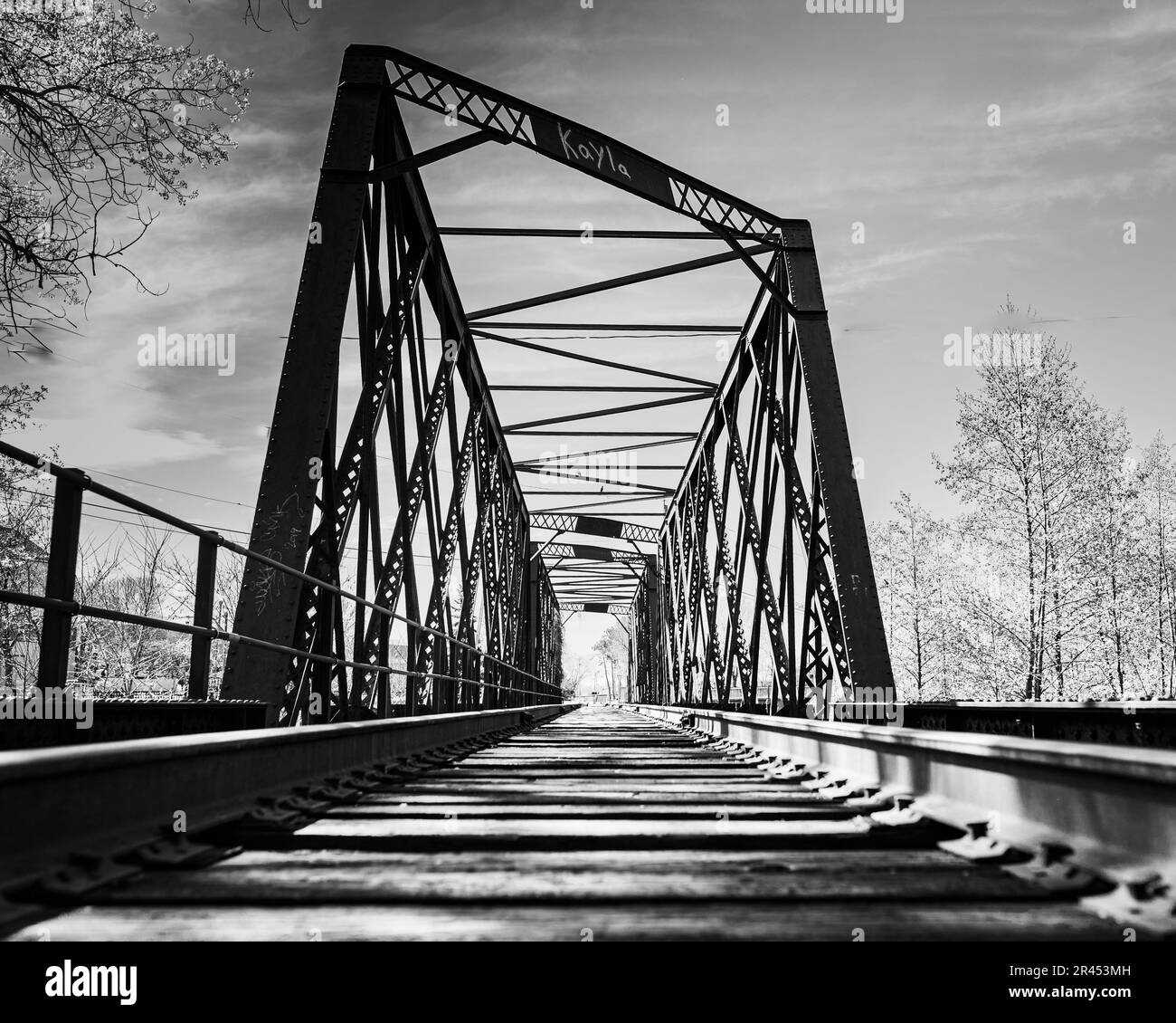 Train bridge silhouette Black and White Stock Photos & Images - Alamy