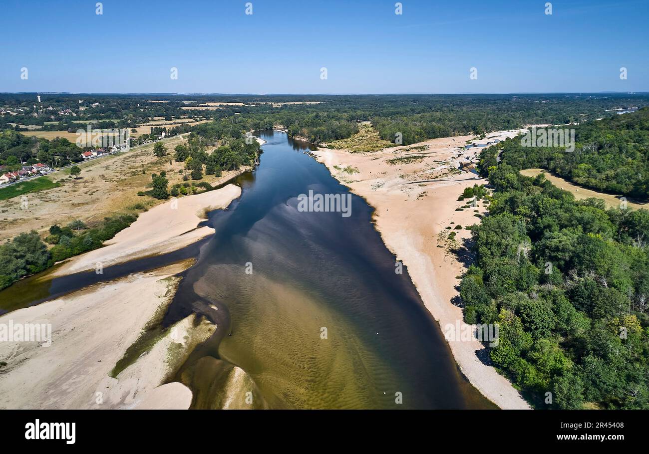 The Allier headland, confluence of the River Loire and River Allier at ...