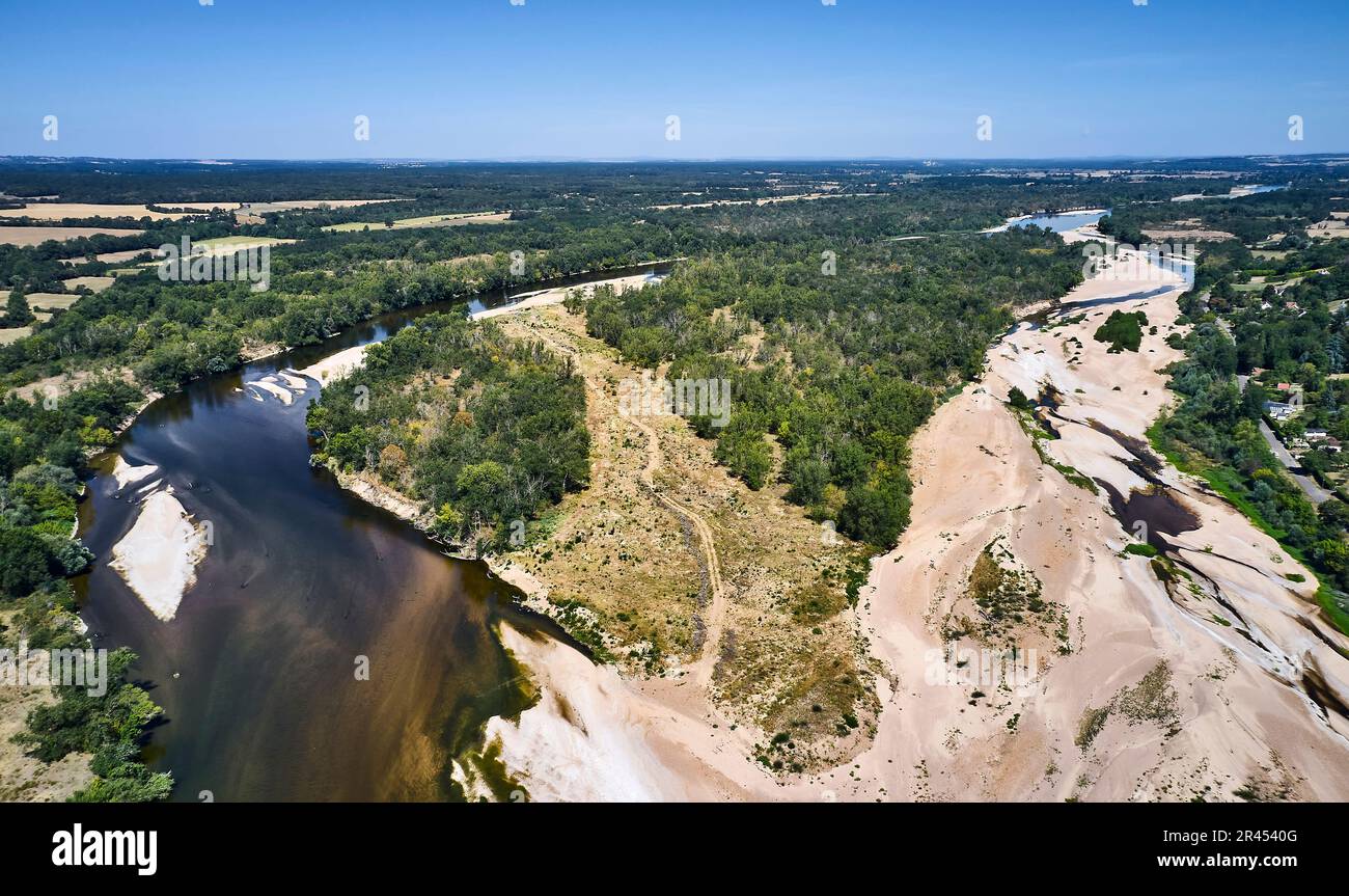 The Allier headland, confluence of the River Loire and River Allier at ...