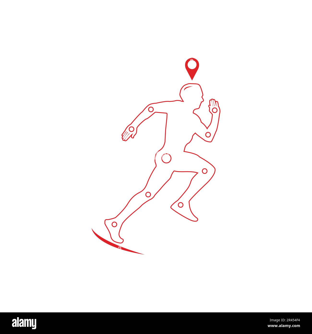 running man with red outlines body joints unique concept location pin ...