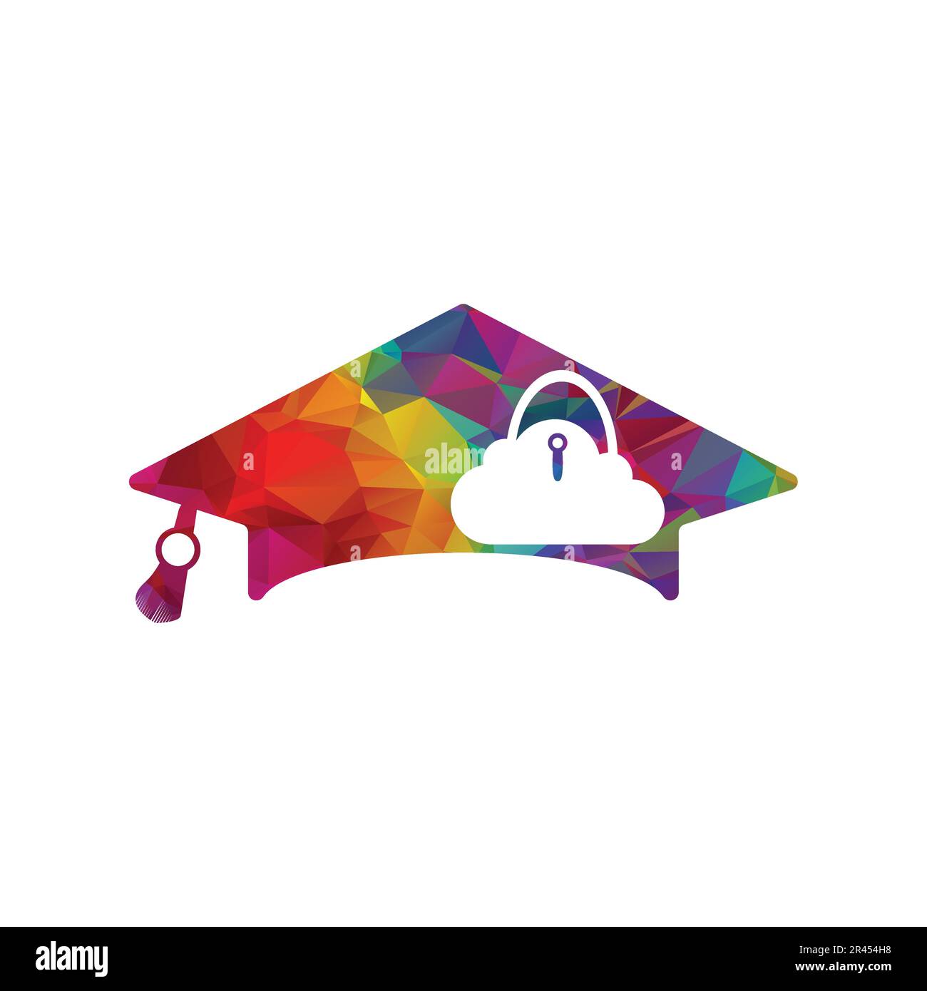 Secure education vector logo design template. Graduation cap with lock ...
