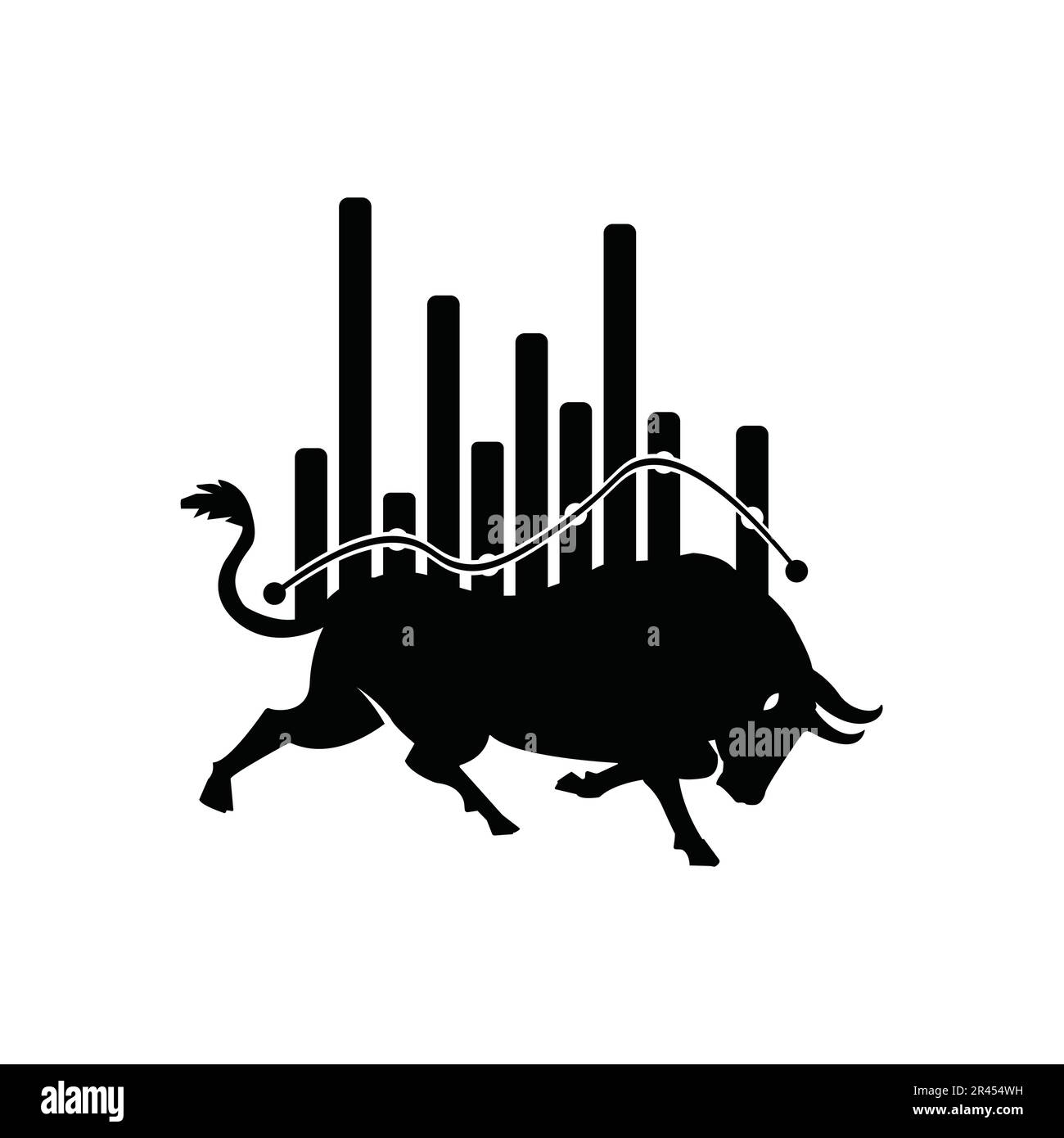 Finance treading logo bull finance design black color inside a shape of ...