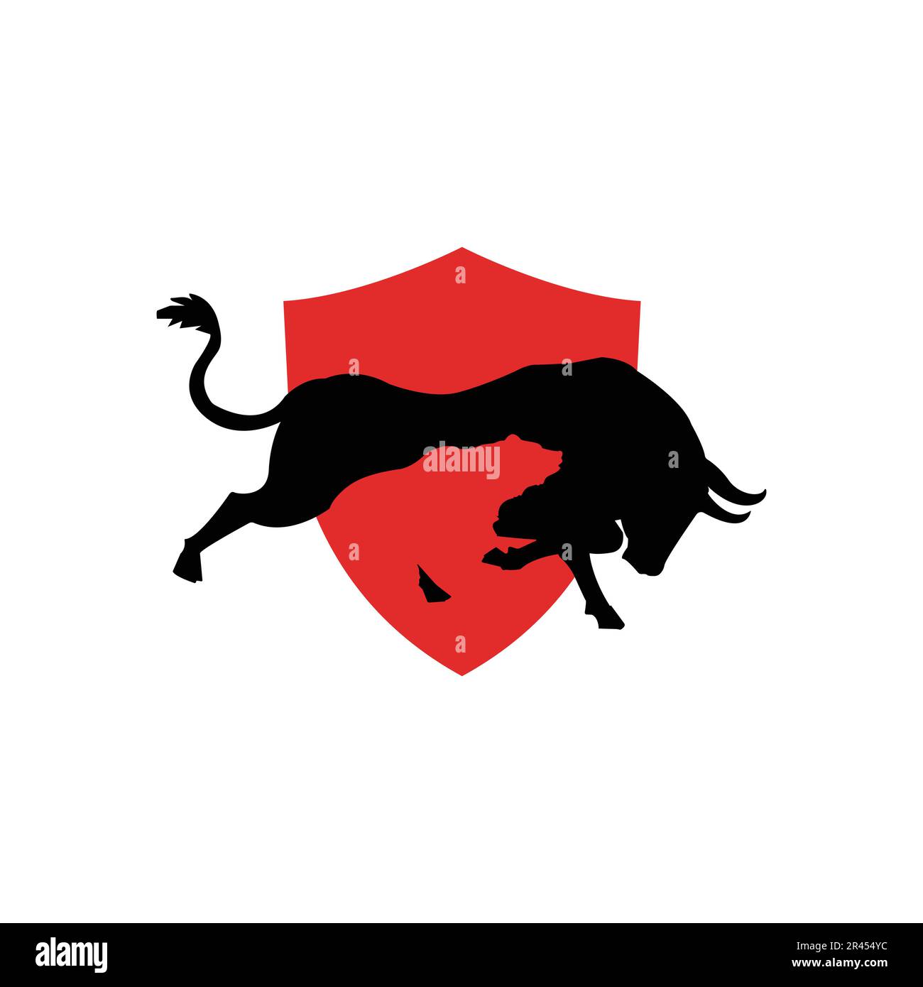 bull and bear with shield icon black and blue logo design logo vector ...