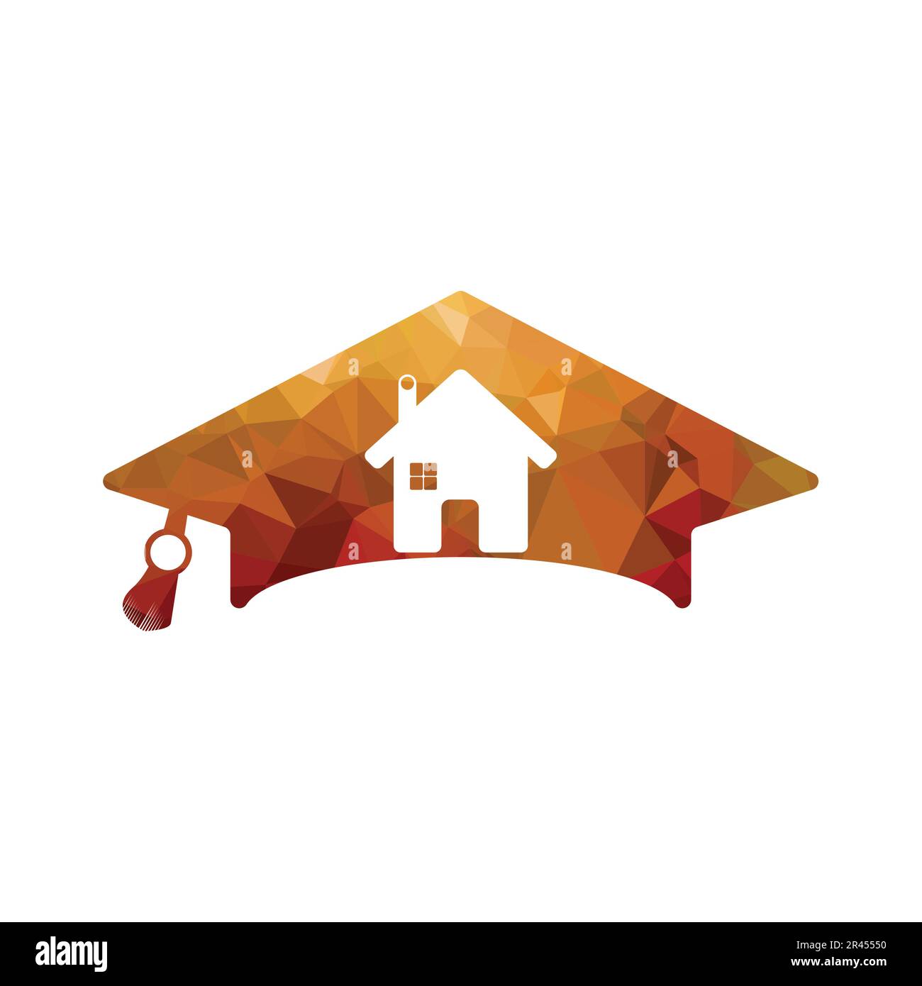 Graduation cap and house icon. Education and learning theme. Isolated ...