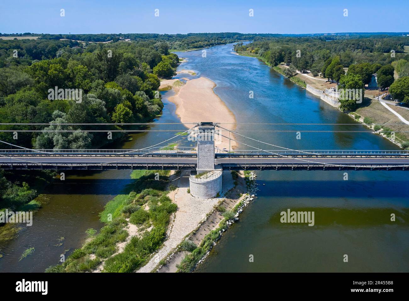 Chatillon-sur-Loire (central France): aerial view of the River Loire ...