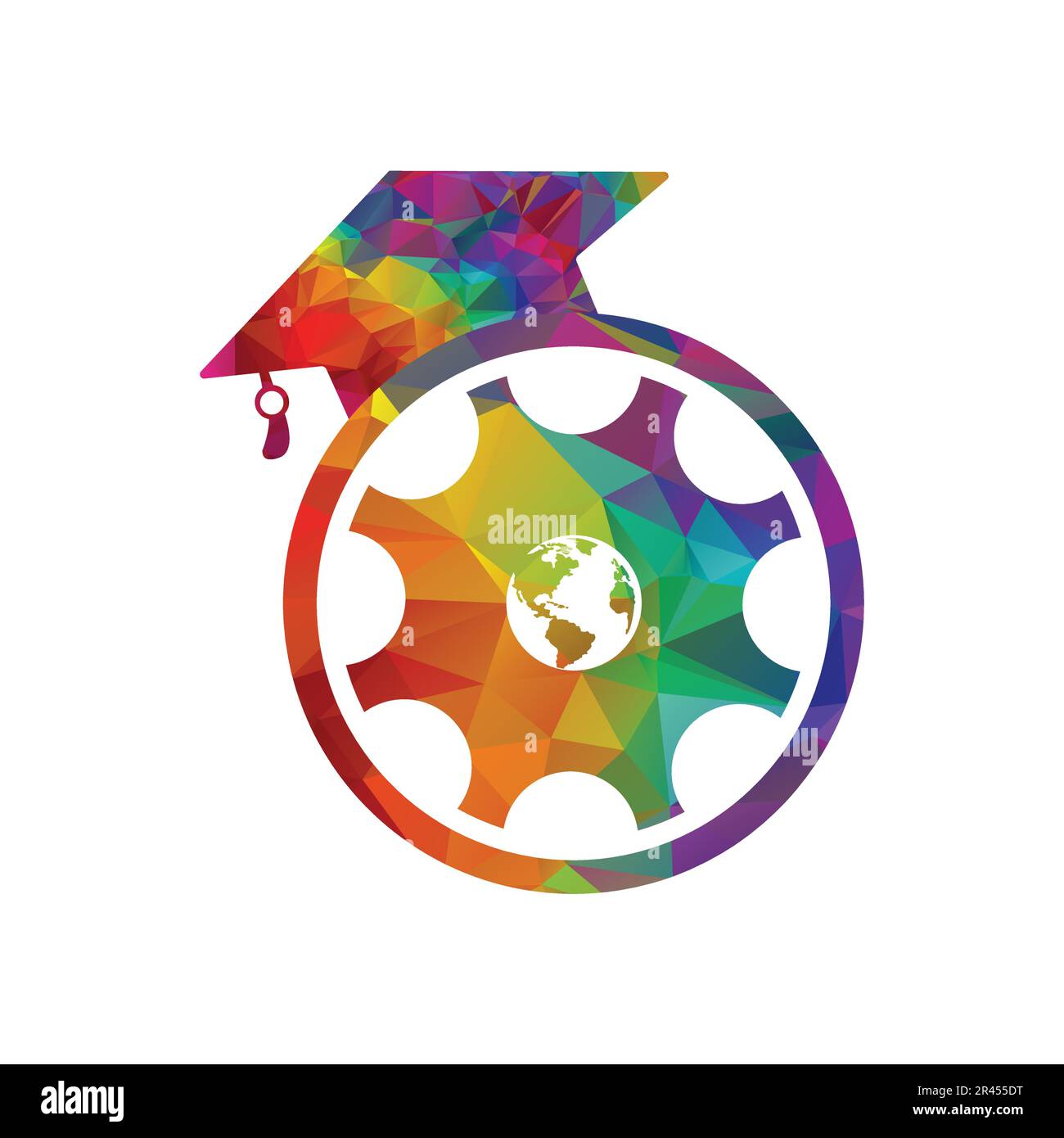 Graduation cap Gear and globe vector logo design. Education and ...