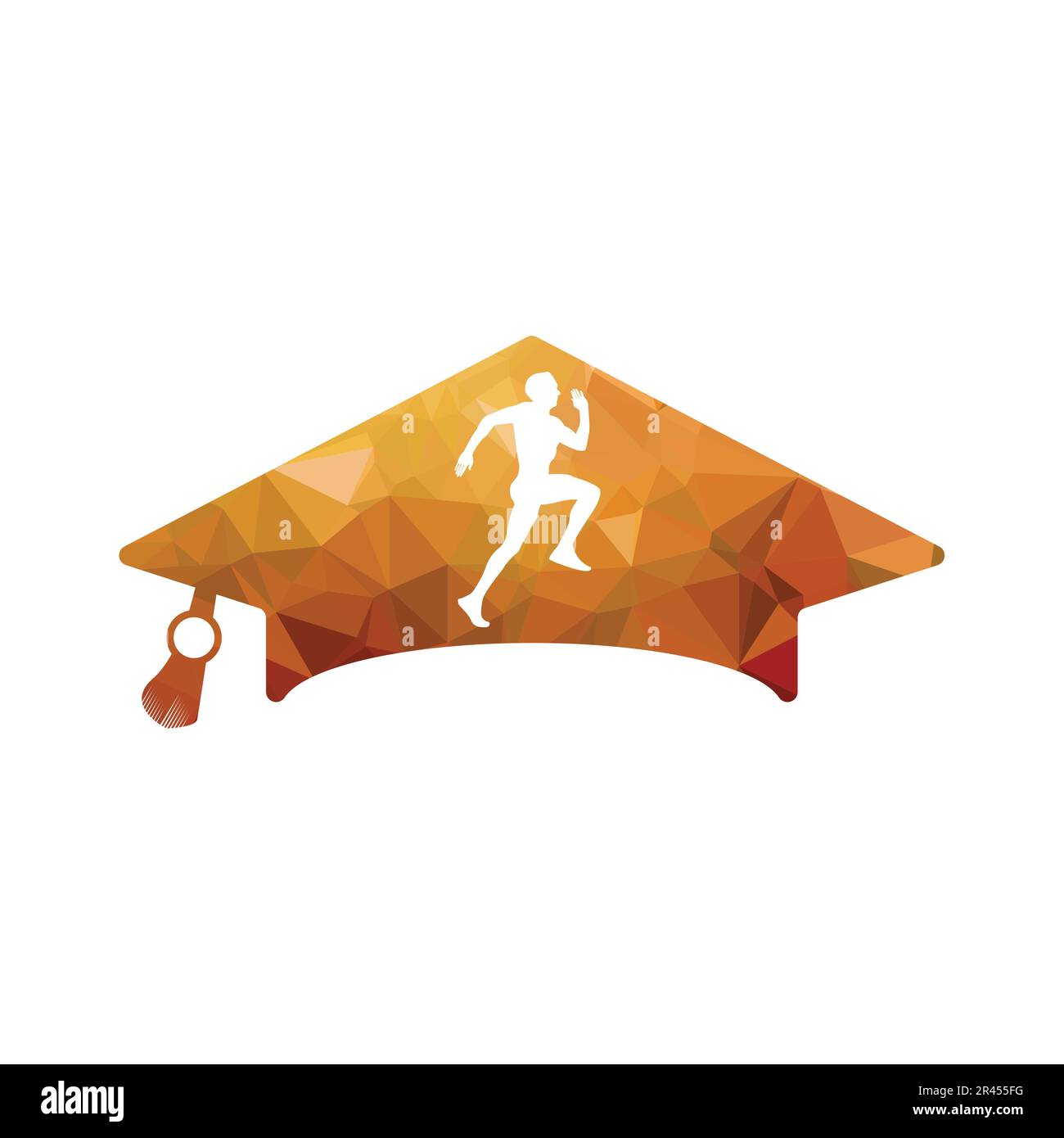 Graduation cap and running man icon. Flat color design. Vector ...