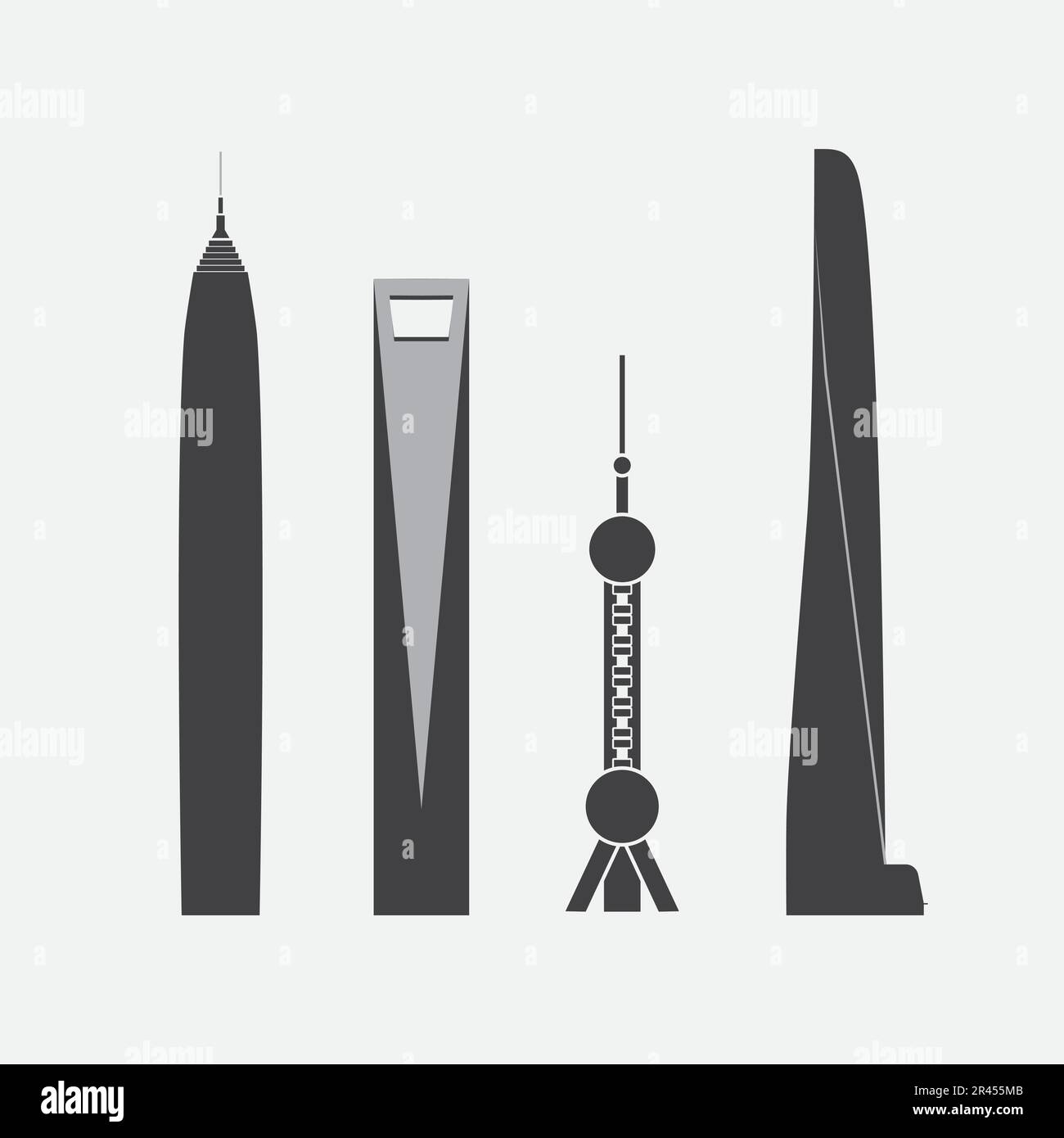 Collection of Icons of Four Towers and Skyscrapers Stock Vector Image ...