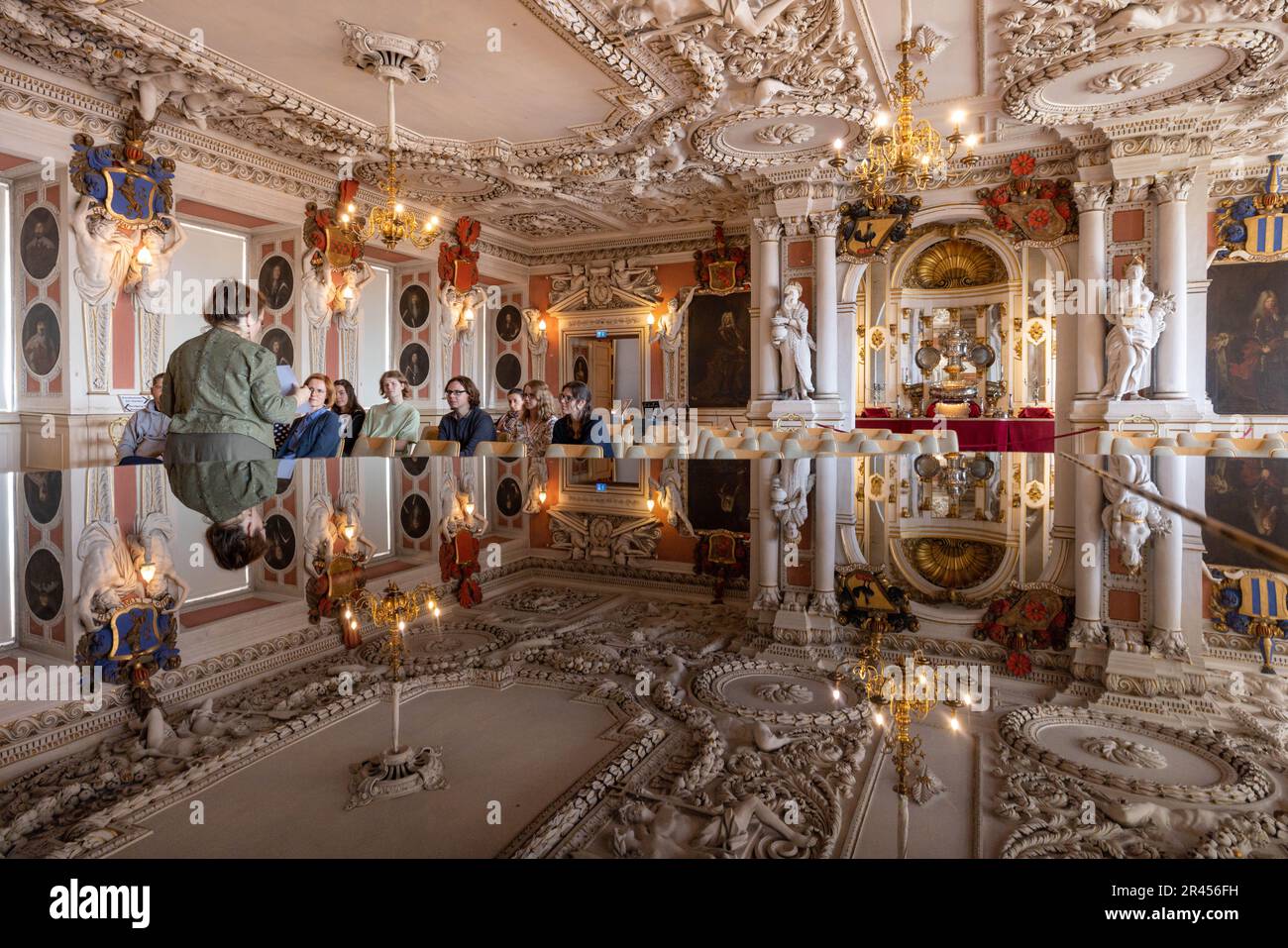 Gotha, Germany. 26th May, 2023. Sandra Gerlach, museum guide, explains ...