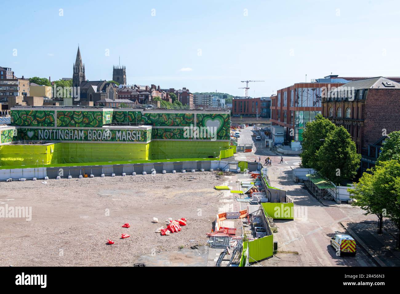 View of Broad Marsh from Maid Marian Way car park in Nottingham City ...