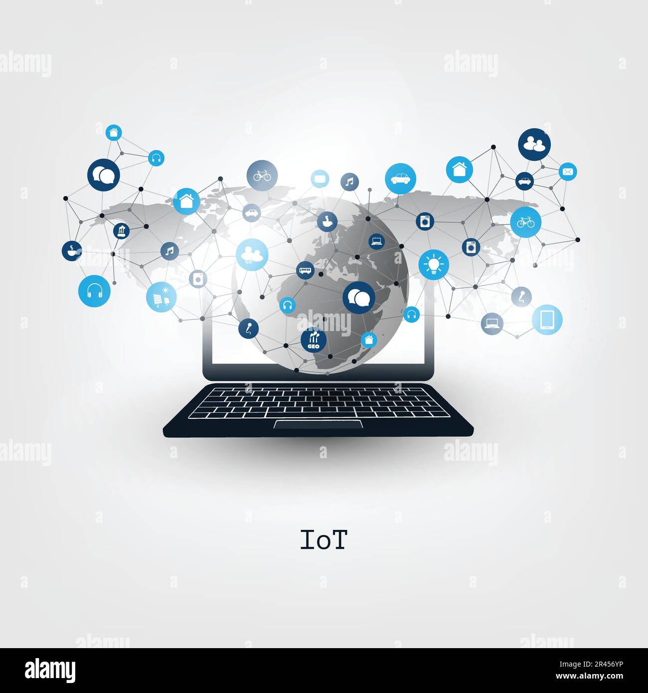 Internet of Things, Cloud Computing Design - Smart Devices, IoT, Digital Communication Concept ...