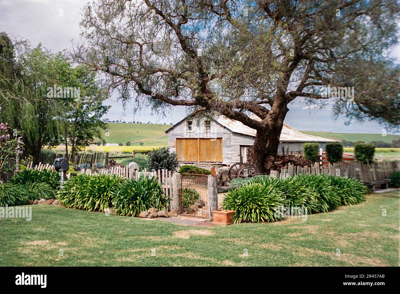 A rustic timber barn nestled in the picturesque landscape of Shelford ...