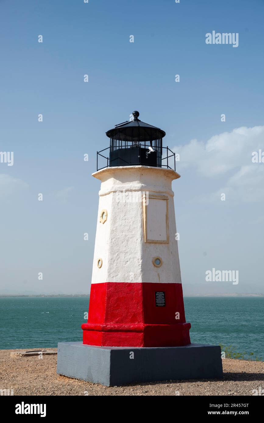 Vermillion Lighthouse Replica on a windy day. Lake Havasu City, Arizona ...