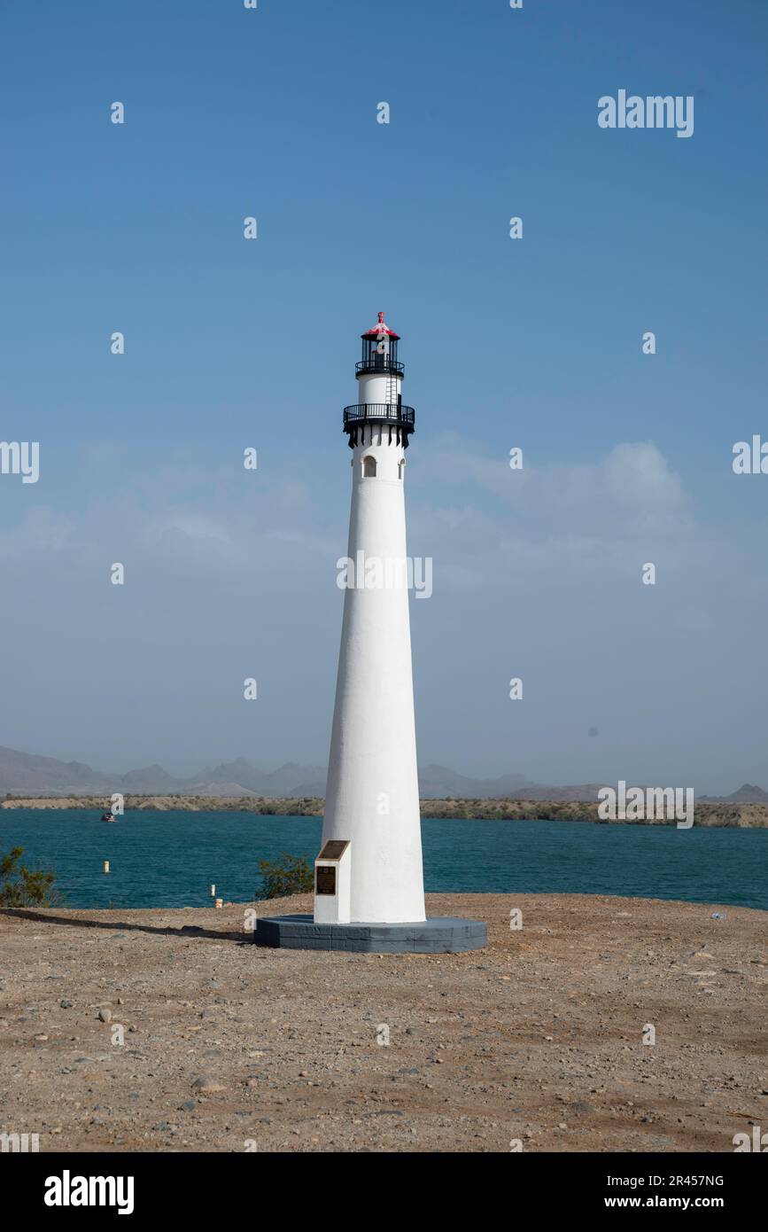 Giant Lighthouse Replica on a windy day. Lake Havasu City, Arizona, USA ...