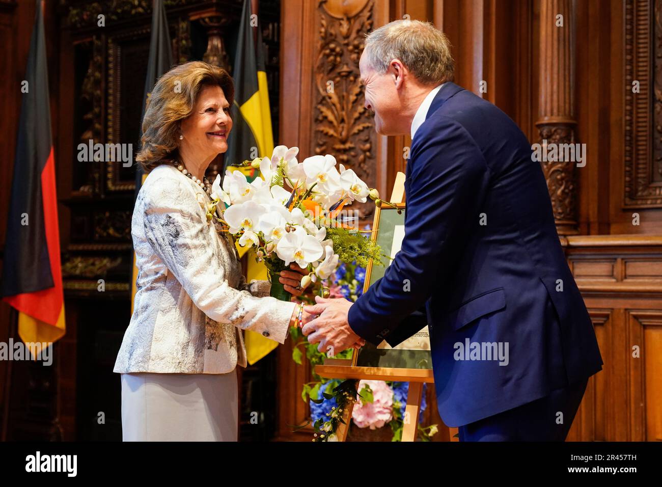 Heidelberg, Germany. 26th May, 2023. Queen Silvia of Sweden receives ...