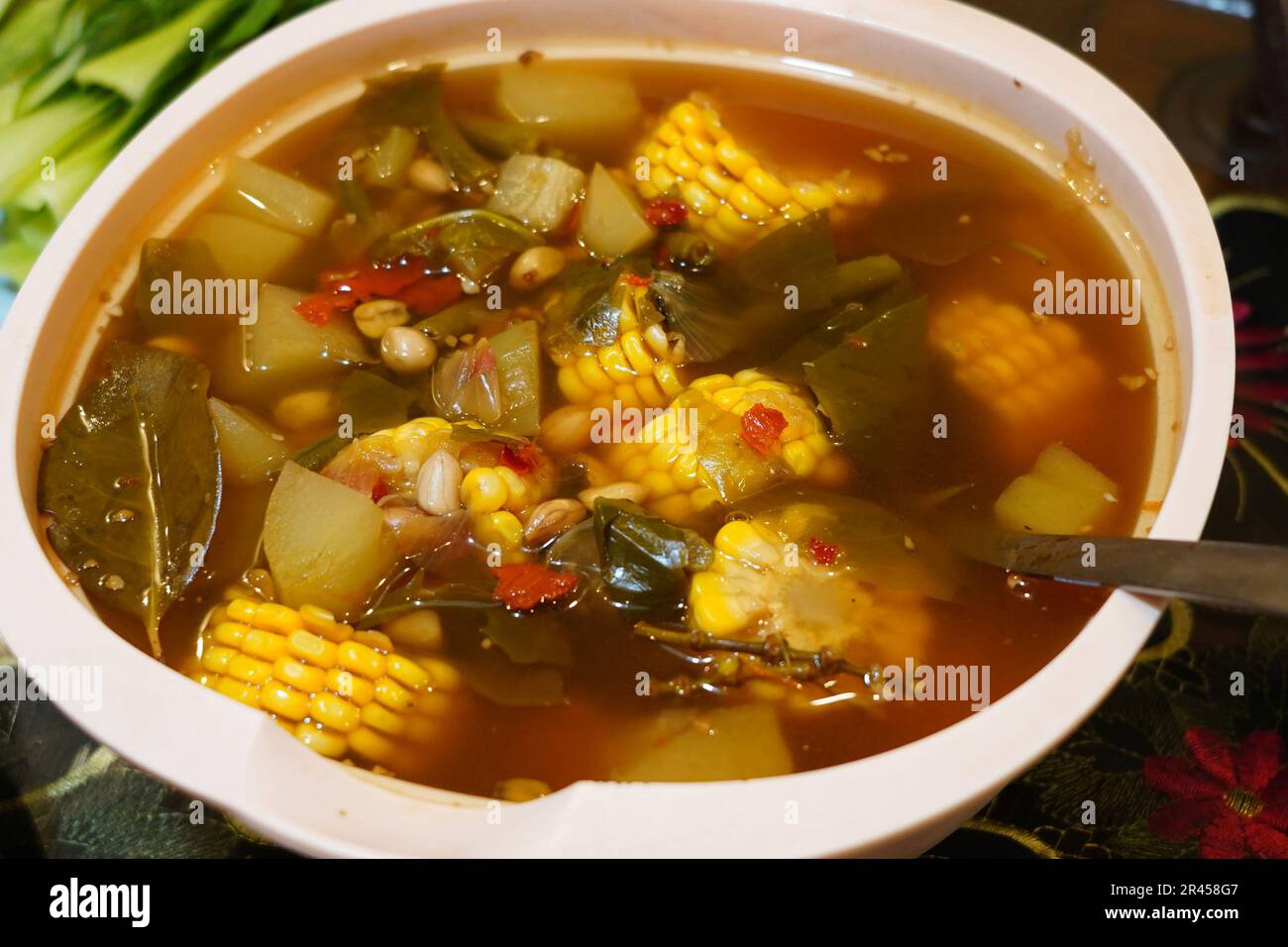 Sayur Asem or Mixed vegetables sour soup of Indonesia served in a bowl ...