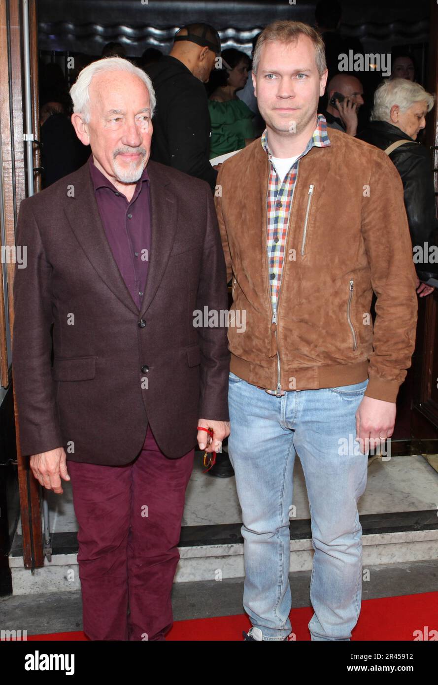 London, UK. Simon Callow (left) and guest at Aspects of Love opening ...