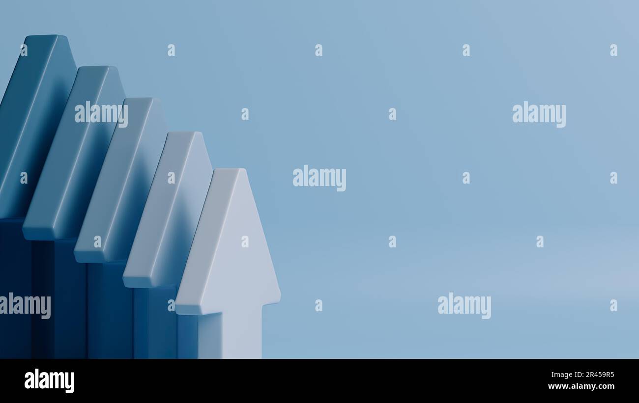 The blue gradient arrows copy space, progress, achievement concept, 3d ...