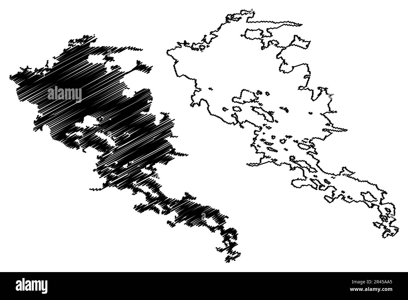 Lake Topozero (Russia, Russian Federation, Republic of Karelia) map vector illustration ...