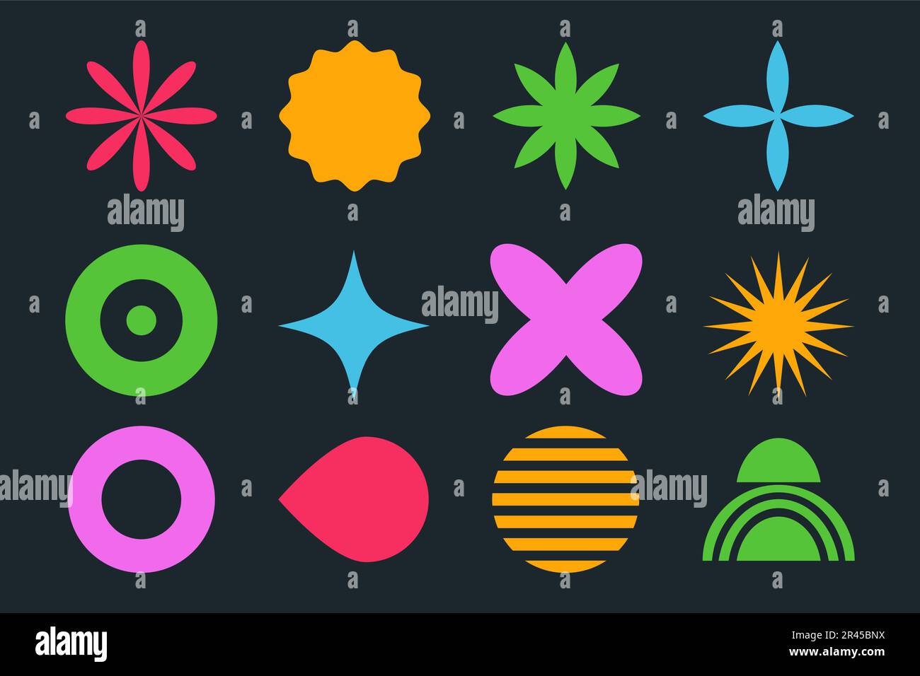 Set bright geometric shapes contemporary modern trendy elements basic ...