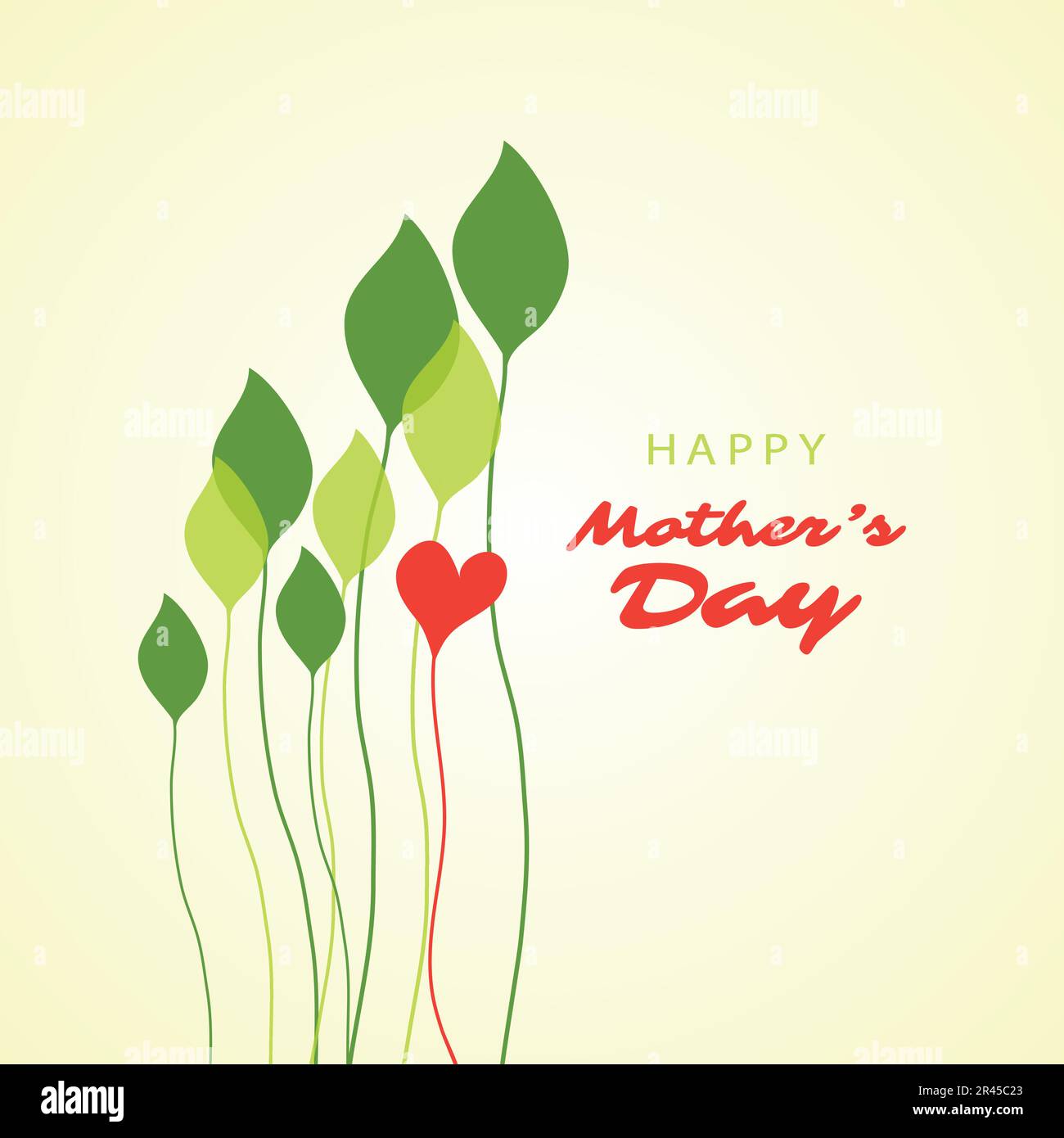 Happy Mothers's Day Greeting Card Concept Design with Red Heart Stock ...