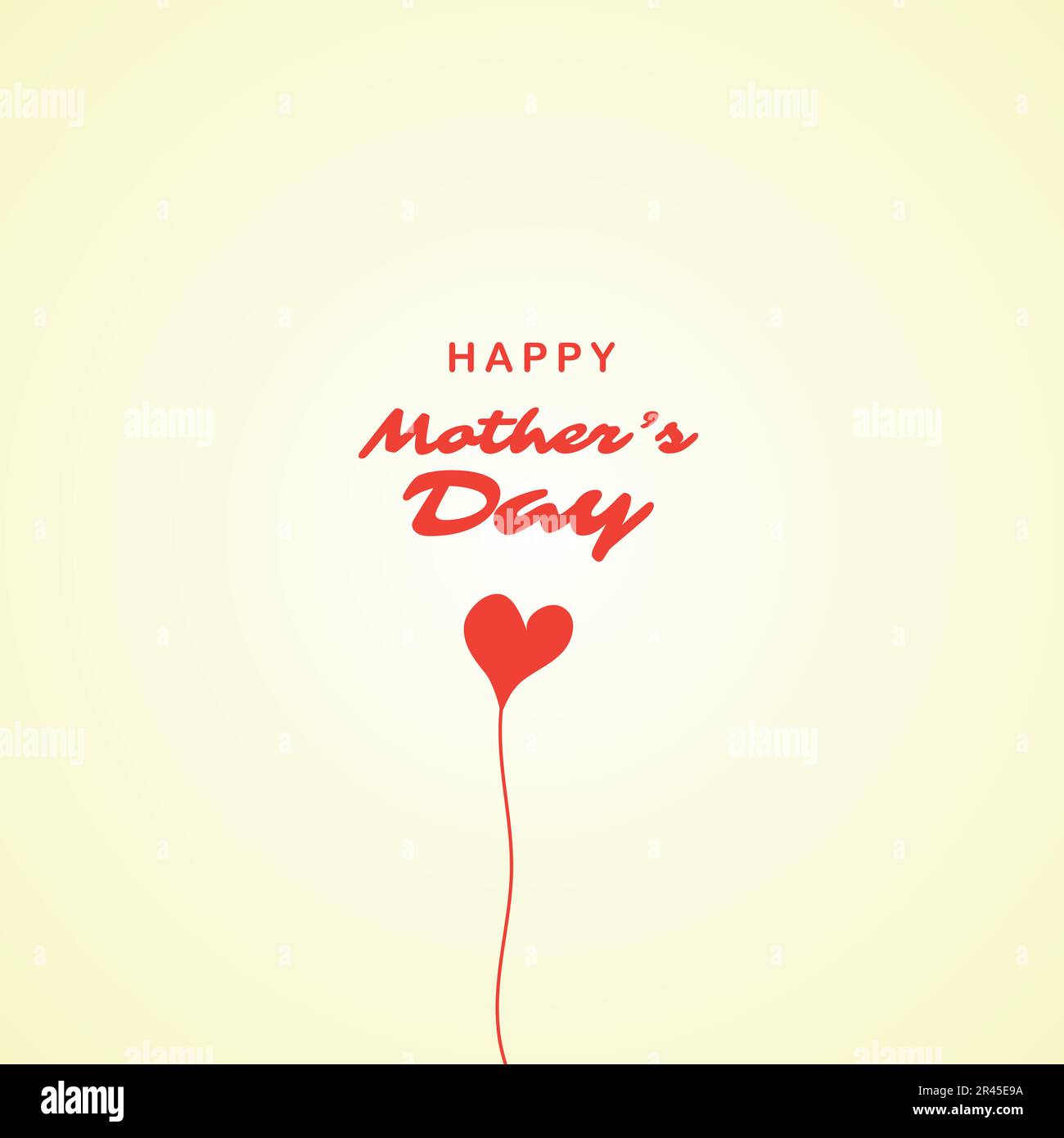 Happy Mothers's Day Greeting Card Concept Design with Red Heart Stock ...