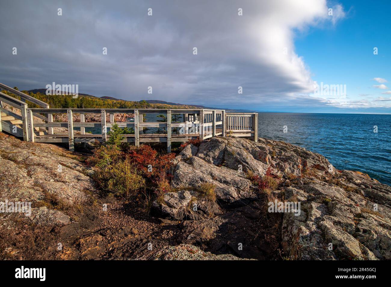 The rugged and wild shoreline of the North Shore of Lake Superior on an ...