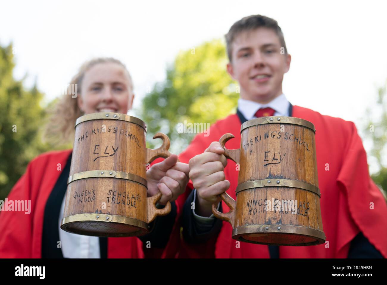 Nia Baird and Ben Collier celebrate with their respective tankards ...